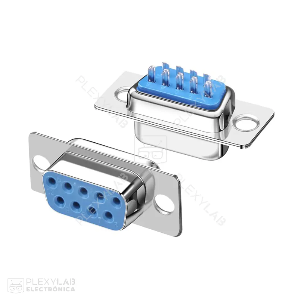 Conector DB9 hembra para interfaz serial RS-232 | PLEXYLAB